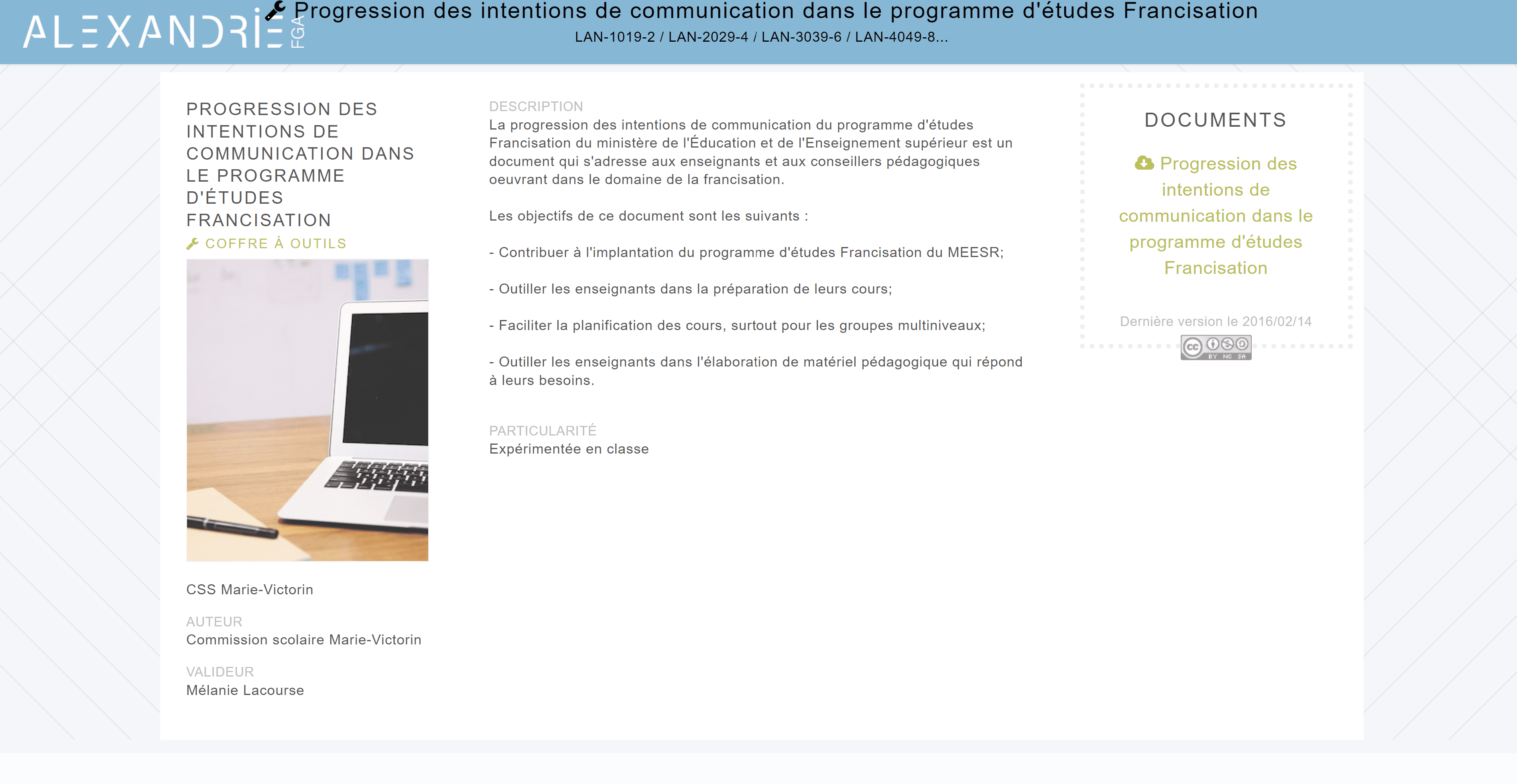 Ressources et outils du réseau - Francisation